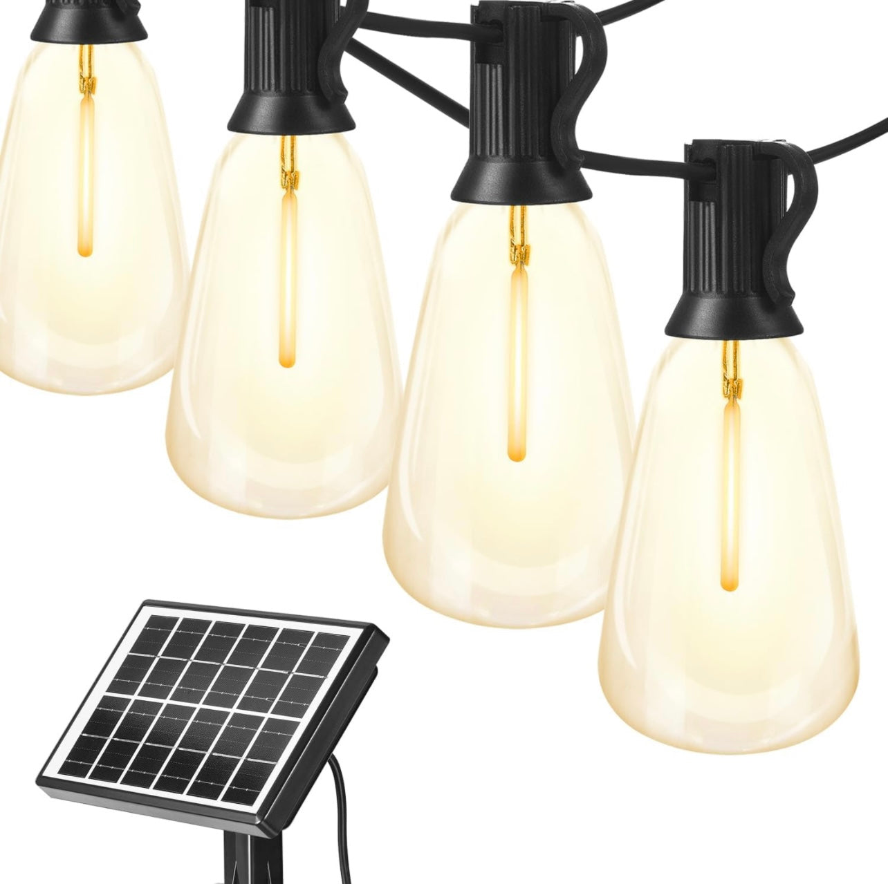 50 foot BistrComercial Grade Style Solar Powered & USB String Lights ...
